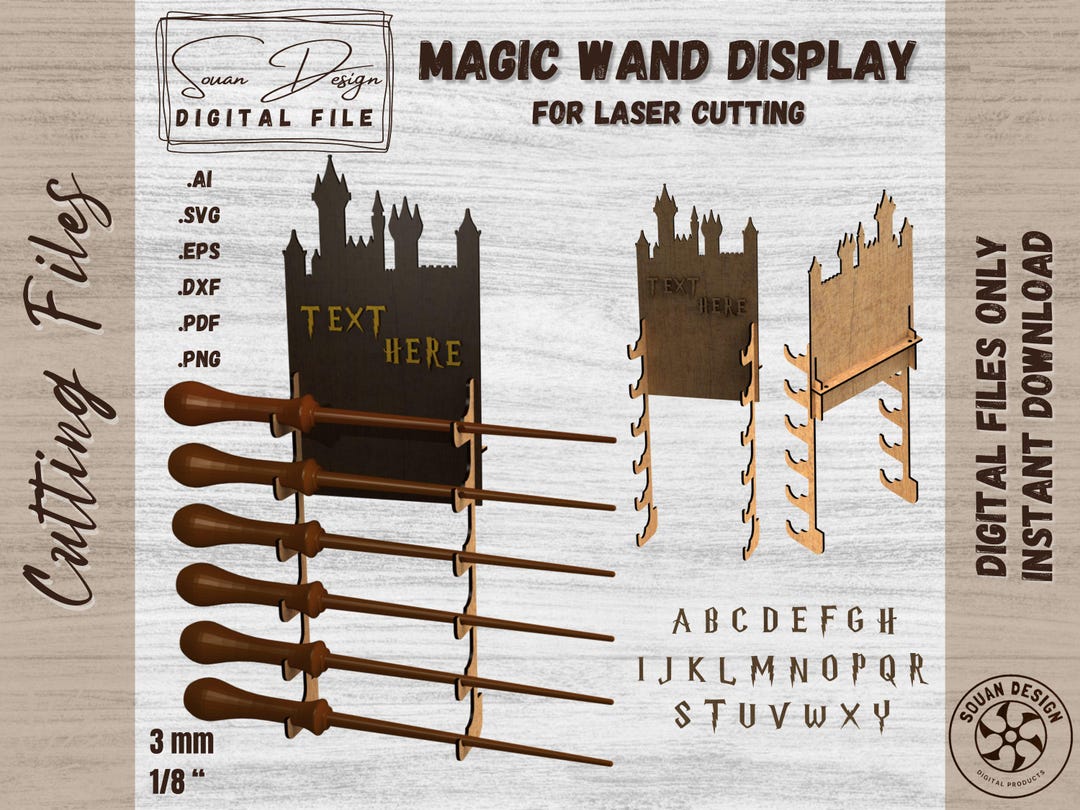 Magic Wand Display SVG - Fantasy Castle Design - Wand Holder Laser ...