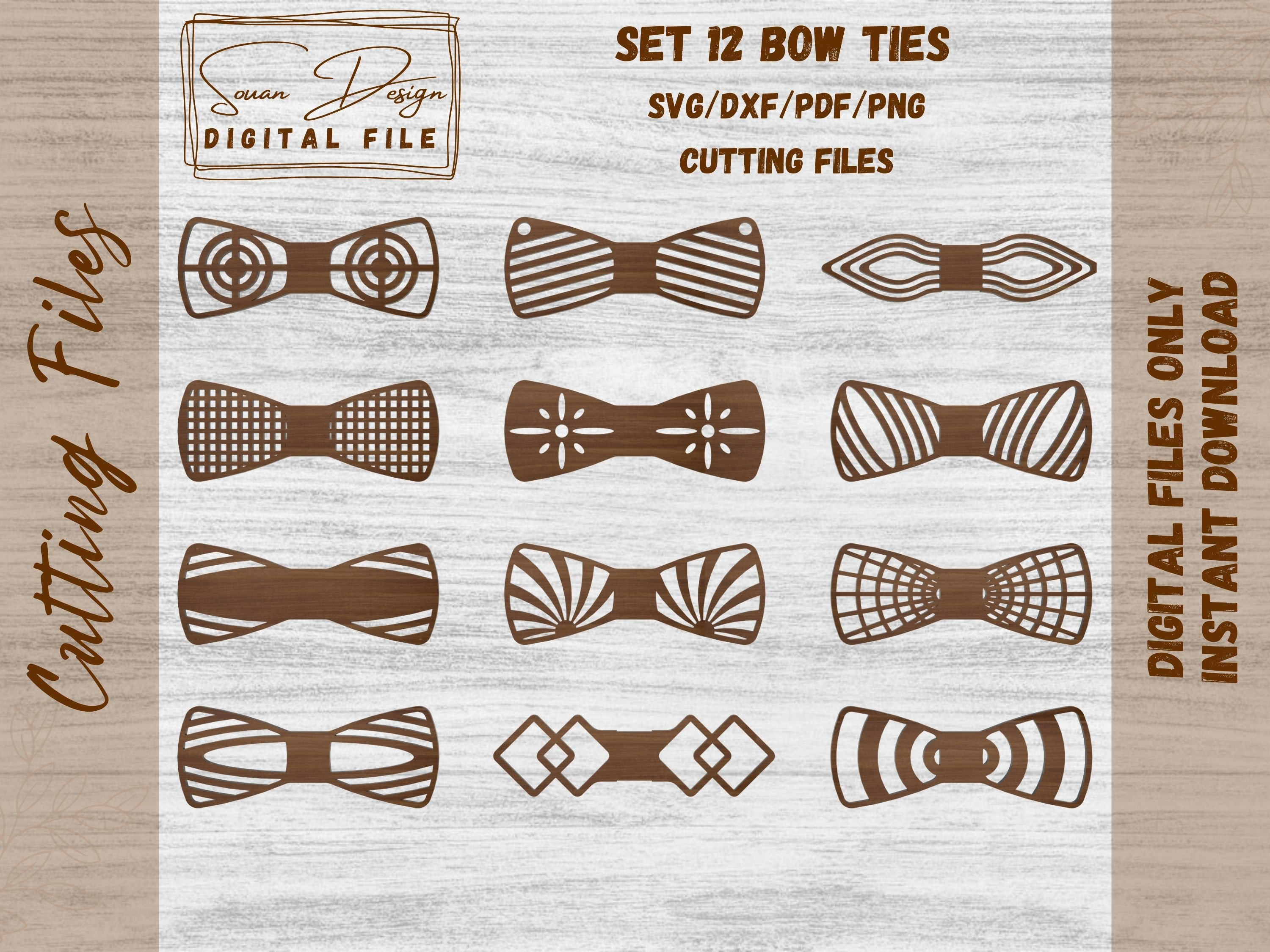 Bowtie SVG, 12 Design Templates, Laser Cut, Laser Files, Silhouette ...