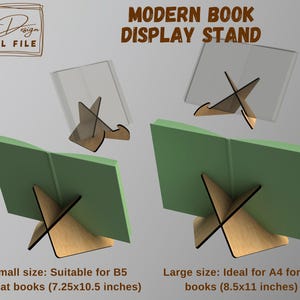 Wooden Book Stand SVG – Laser Cut File DXF– Cookbook Holder, Reading ...