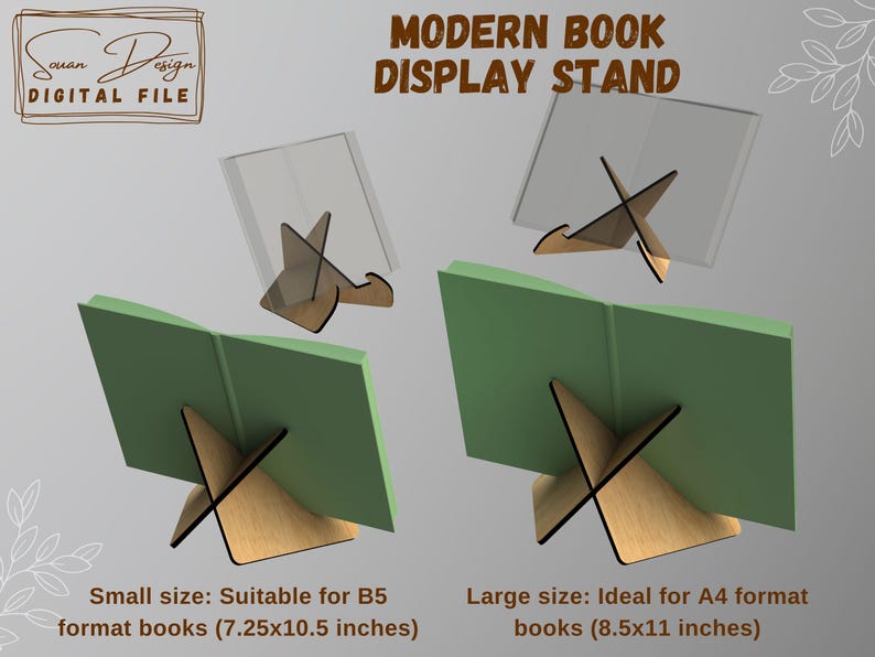 Wooden Book Stand SVG – Laser Cut File DXF– Cookbook Holder, Reading ...