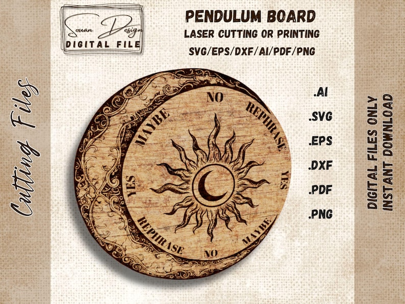 SVG Pendulum Board for SVG Divination - Digital File for Laser Cutting ...