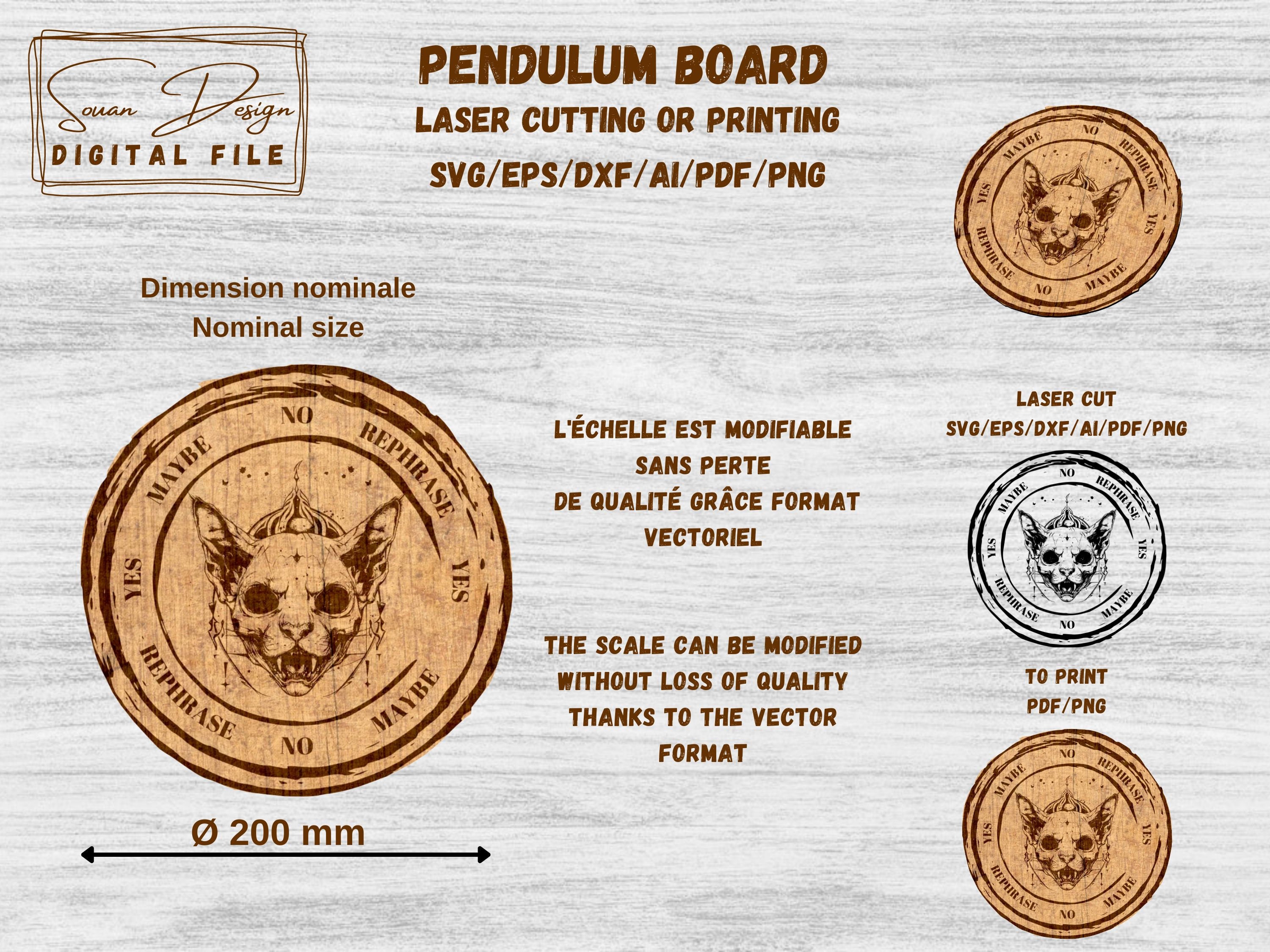 Pendulum Board Cat SVG, File for Laser Cutting or Printing, Silhouette ...