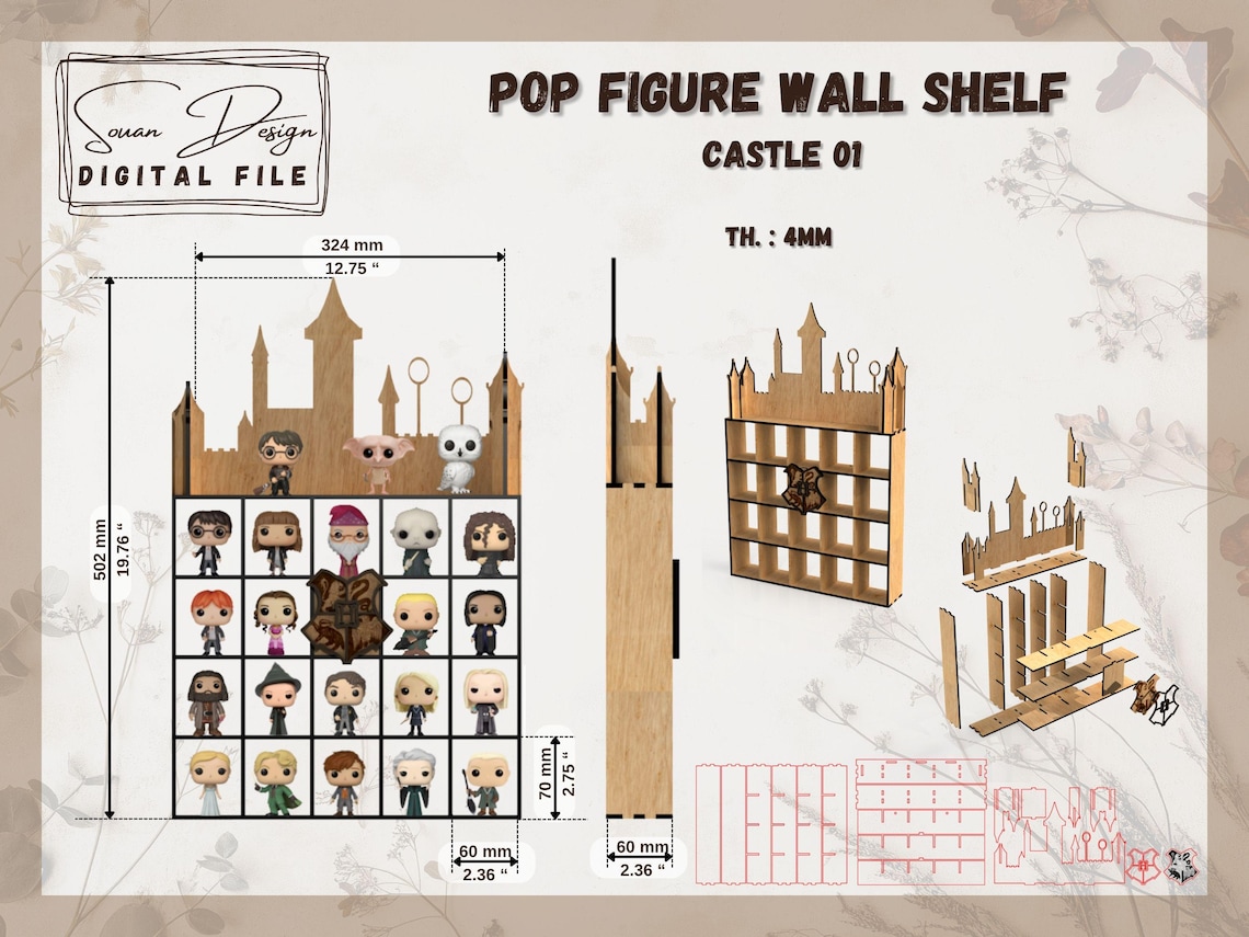 Funko Pop Shelf SVG - Wall Display Stand, Mini Funko Pop Holder, Laser ...