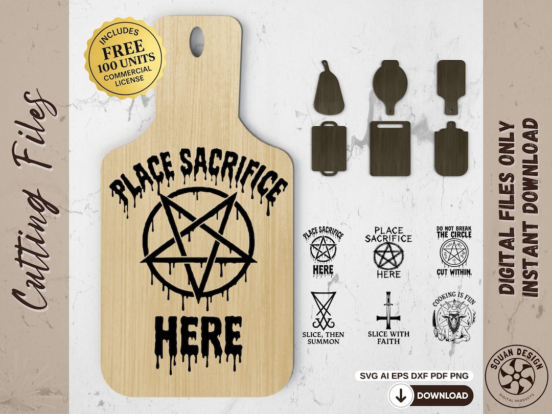 Occult Cutting Board SVG Bundle – 6 Laser Engraving Designs + 6 Board ...