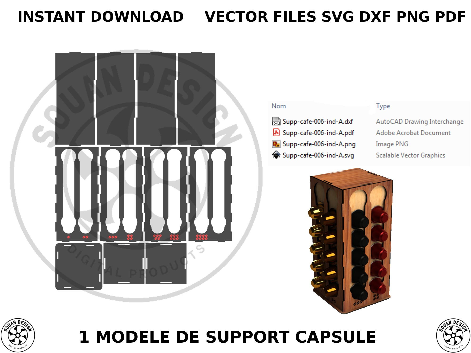 Rectangular Coffee Pod Holder Digital File for Laser Cutting - Etsy