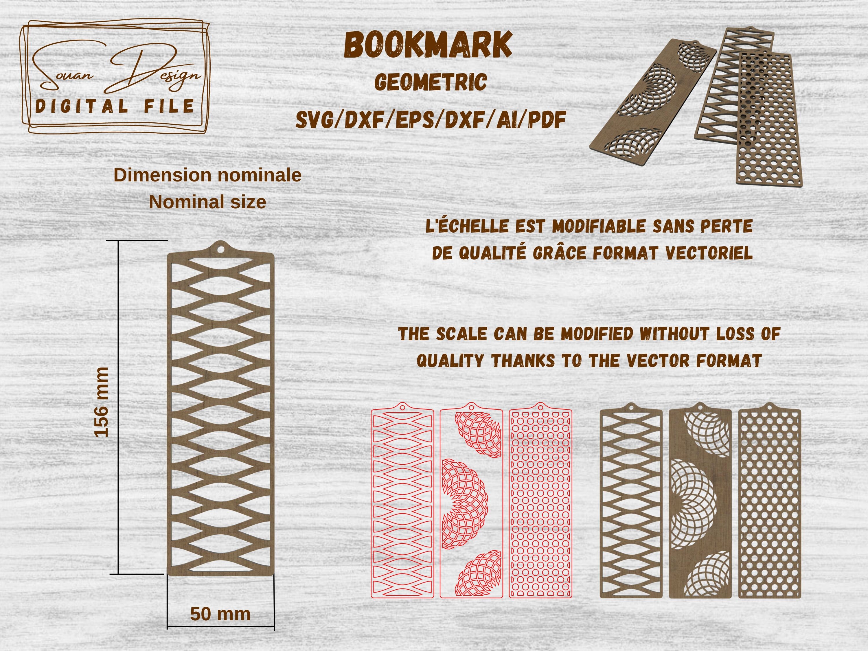 Geometric Bookmark SVG Cricut, Printable Bookmark, Laser Cut, Laser DXF ...