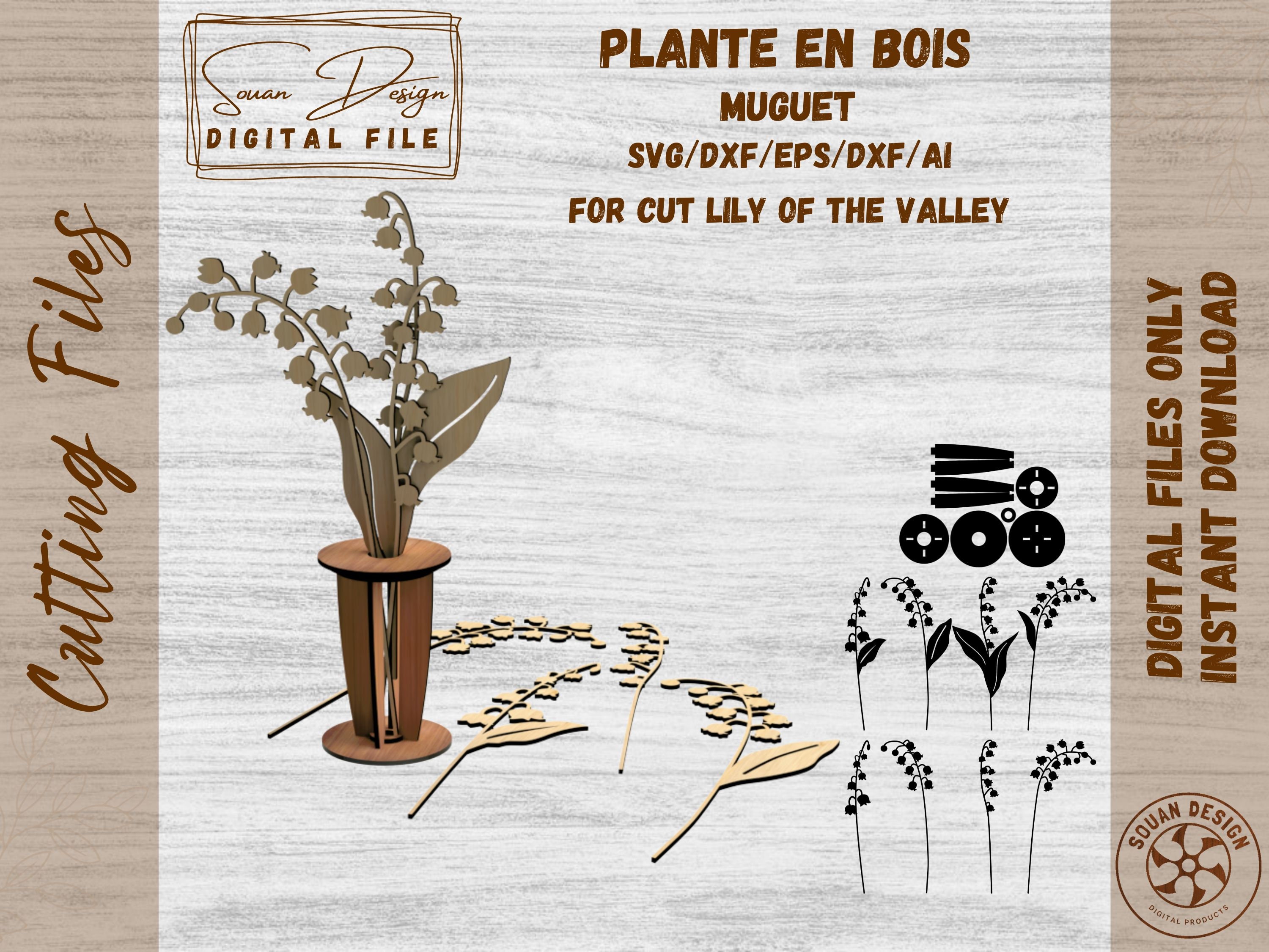 Lily of the Valley SVG, Laser Cutting Files, Wooden Flowers, Plant SVG ...