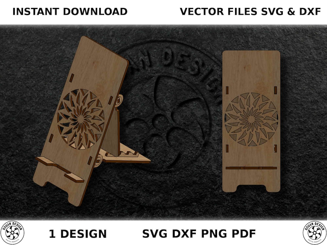 Phone Holder SVG With Sliding Mechanism for Laser Cutting and Engraving ...
