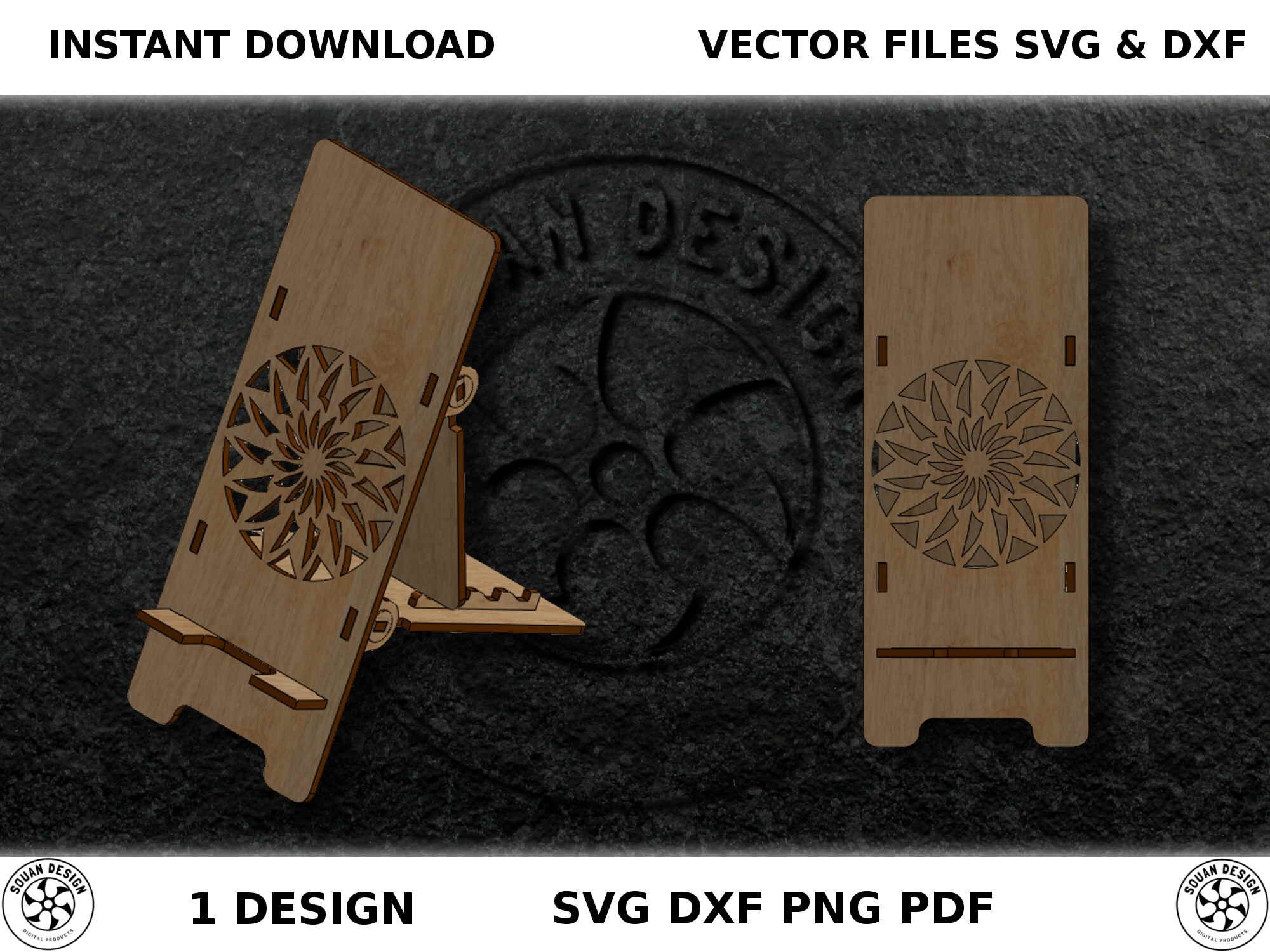 Phone Holder SVG With Sliding Mechanism for Laser Cutting and Engraving ...
