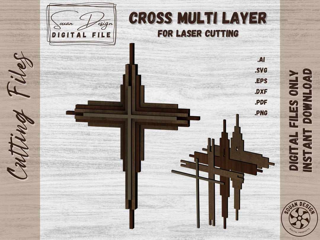 Multi-layer Cross SVG - Laser Cut Files - Layered Wood Design ...