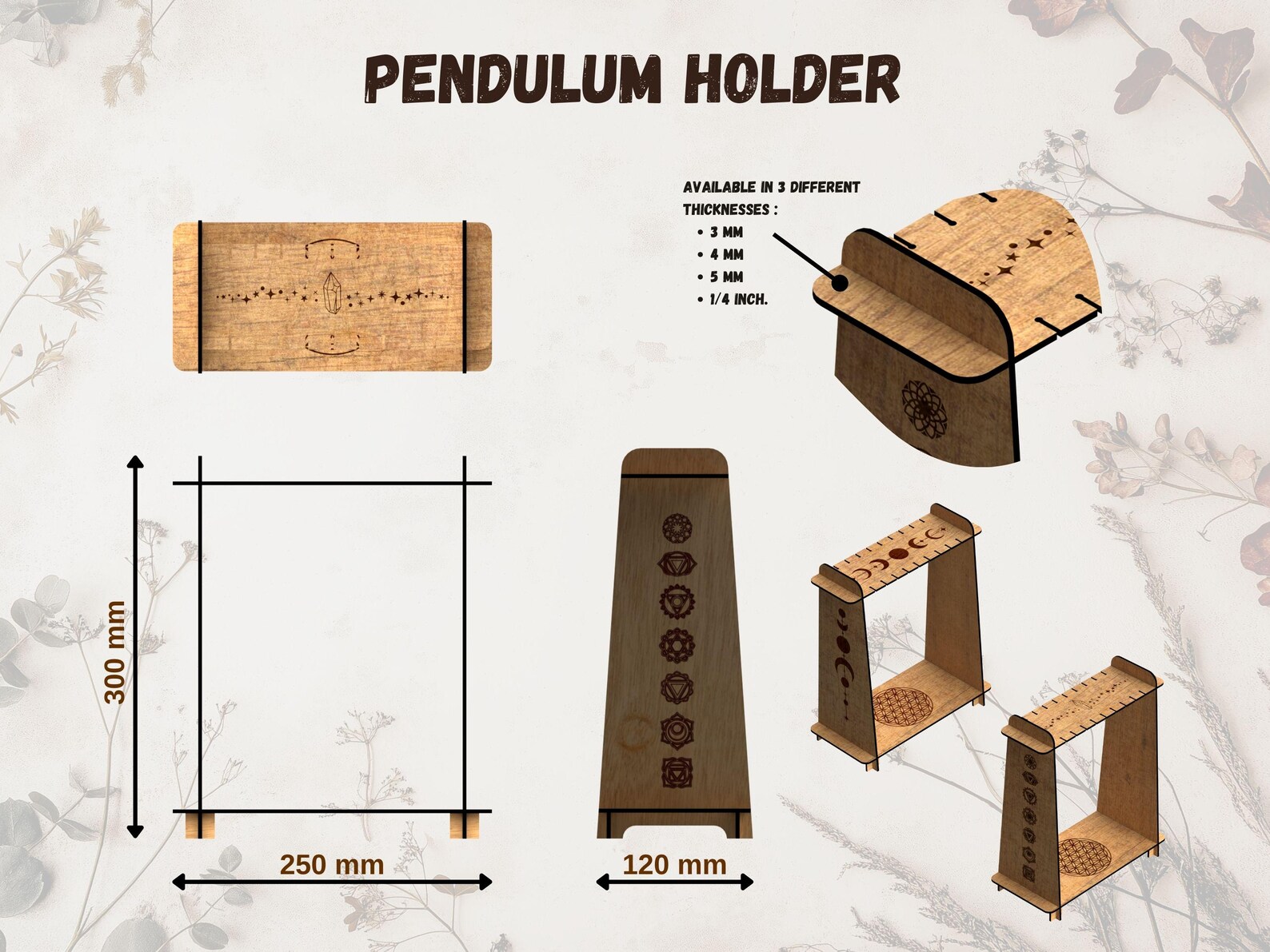 Pendulum Display SVG – 2 Esoteric Engravings Wood Pendulum Holder Laser ...