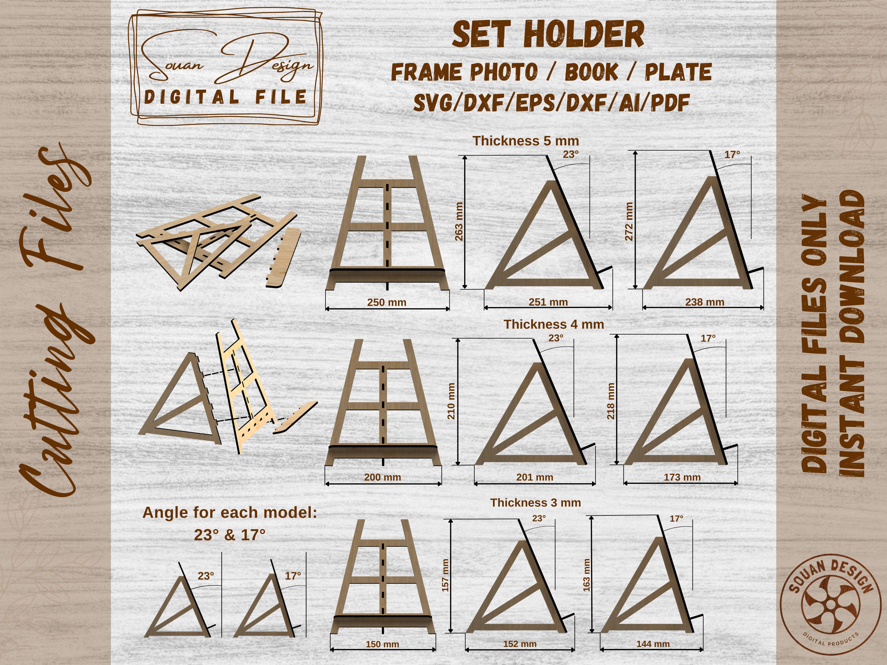 Easel Stand SVG Bundle – Laser Cut Book Photo Frame Holder, Wood ...