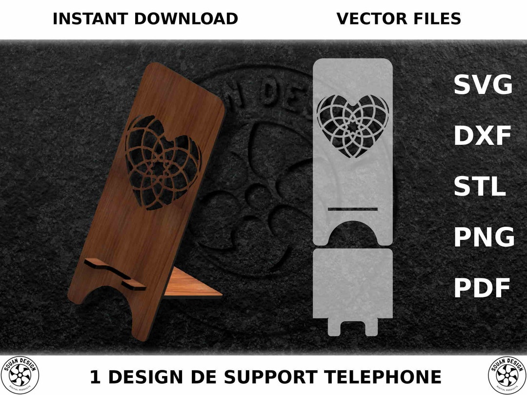 Fragmented Heart Svg Mobile Phone Holder for Laser Cutting, Smartphone ...