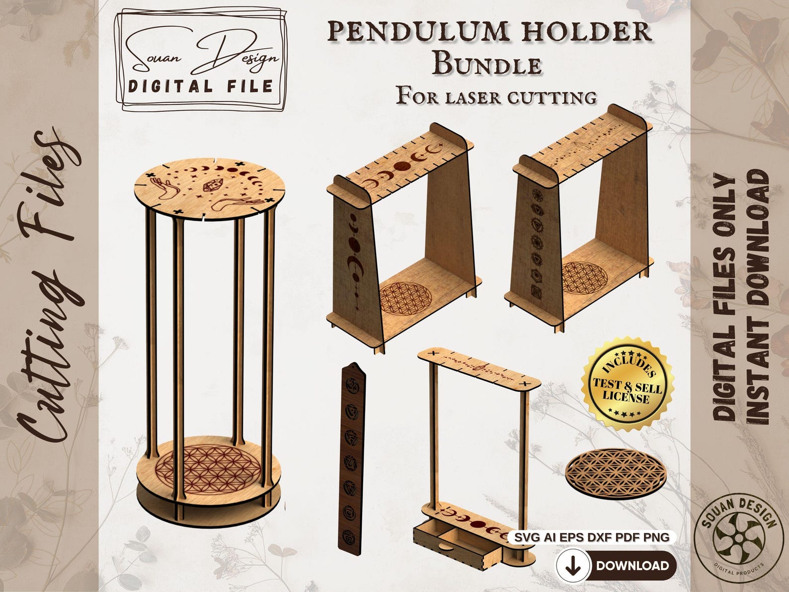 3 Pendulum Holder SVG Bundle – Wood Pendulum Display Stand Laser Cut ...