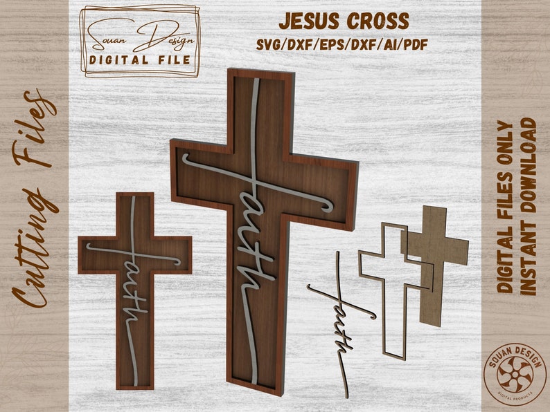 Faith on a Cross Digital File for Laser Cutting DXF, SVG, Laser Cut ...