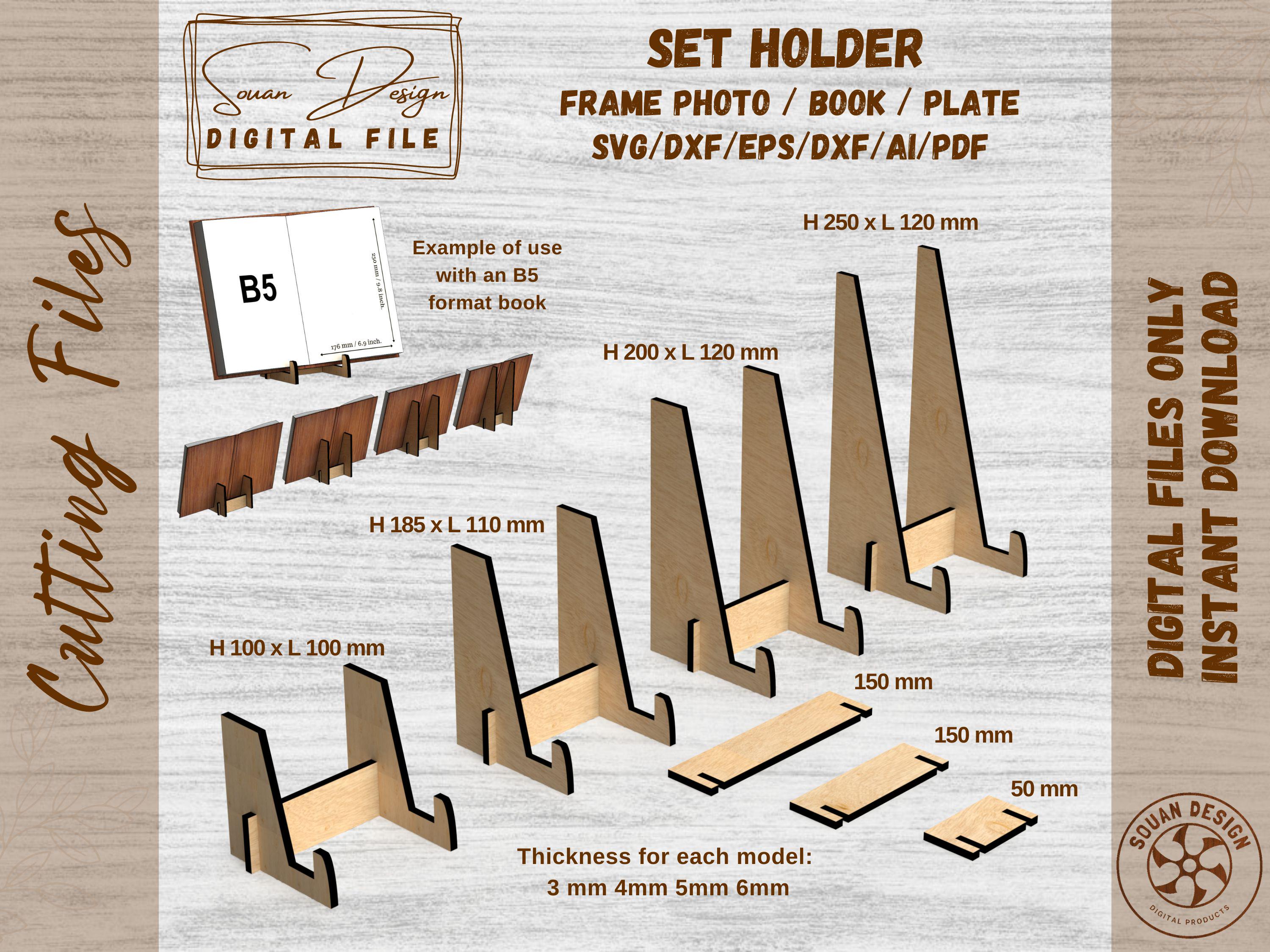 Easel Stand SVG Bundle – Laser Cut Book Photo Frame Holder, Wood ...