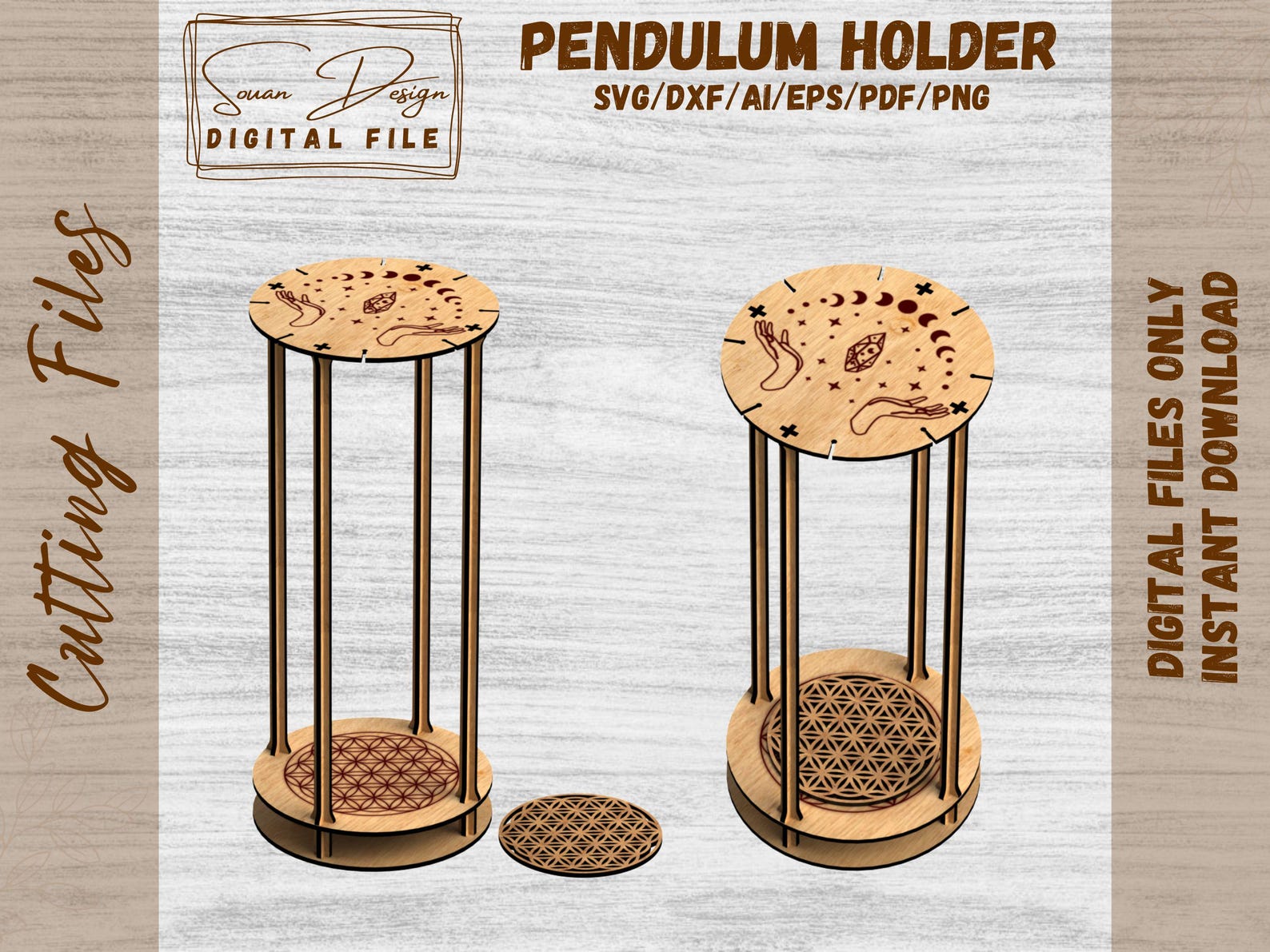 Pendulum Stand With Flower of Life, Pendulum Display SVG, Base File for ...