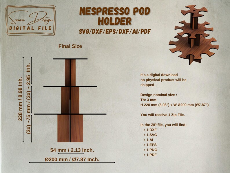 Nespresso Pod Holder SVG File for Laser Cutting - Digital File for ...
