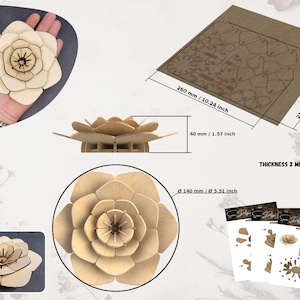 3D Lotus Flower Laser Cut File – SVG DXF Digital Download – Wooden ...