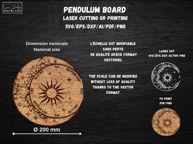 Moon and Sun Pendulum Board - Digital File for Laser Cutting/engraving ...