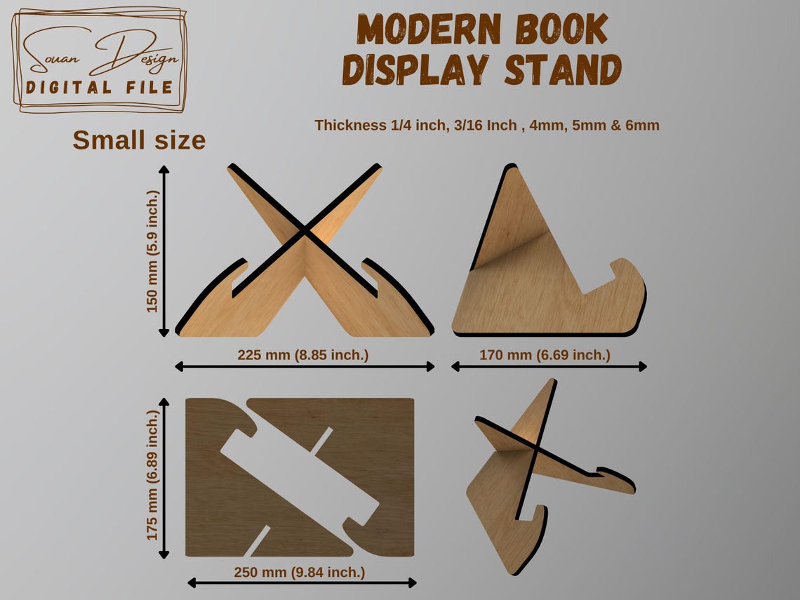 Wooden Book Stand SVG – Laser Cut File DXF– Cookbook Holder, Reading ...