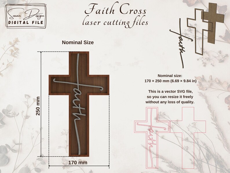 Faith on a Cross - Digital File for Laser Cutting - DXF, SVG, Laser Cut ...