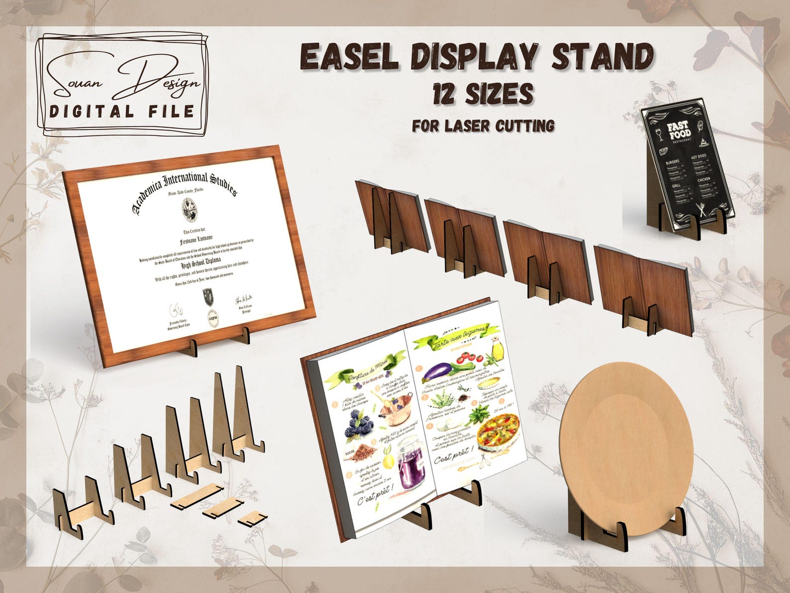 Easel Display Stand Laser Cut Files - Easel Cut File, Mini Easel SVG ...