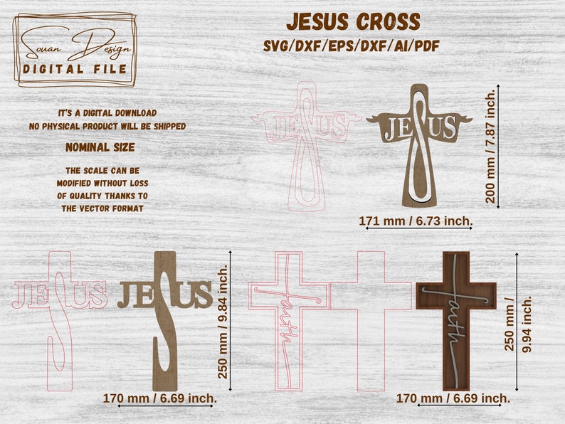 Jesus Cross Bundle for Laser Cutting - Spiritual and Religious Design ...