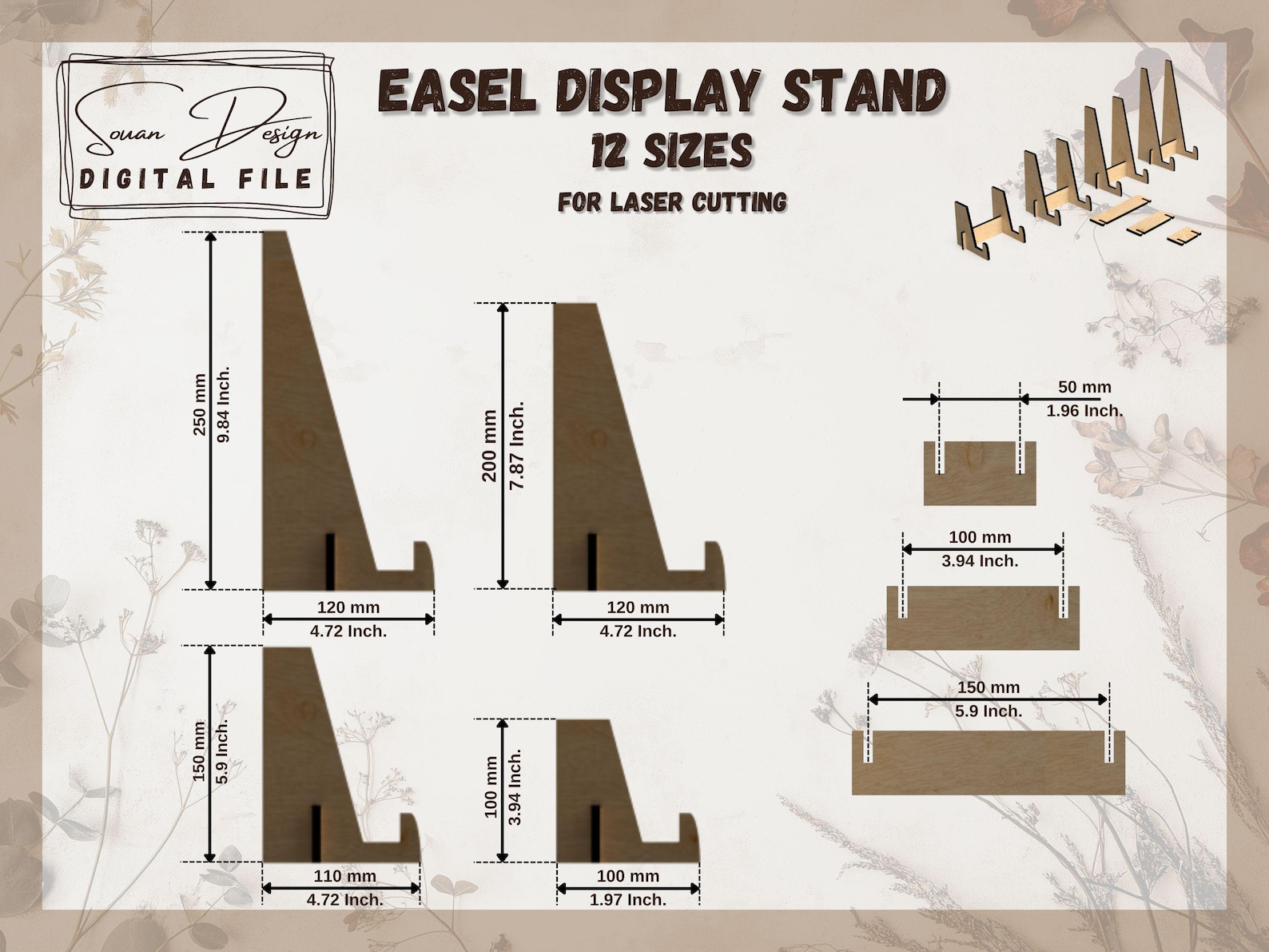 Easel Display Stand Laser Cut Files - Easel Cut File, Mini Easel SVG ...
