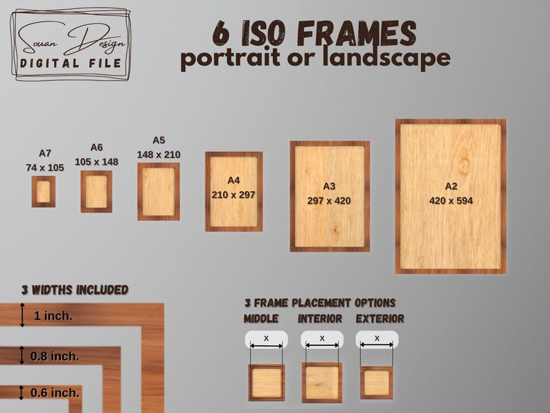 SVG Photo Frame Bundle - Frame SVG Files for Laser Cutting - Wood Frame ...