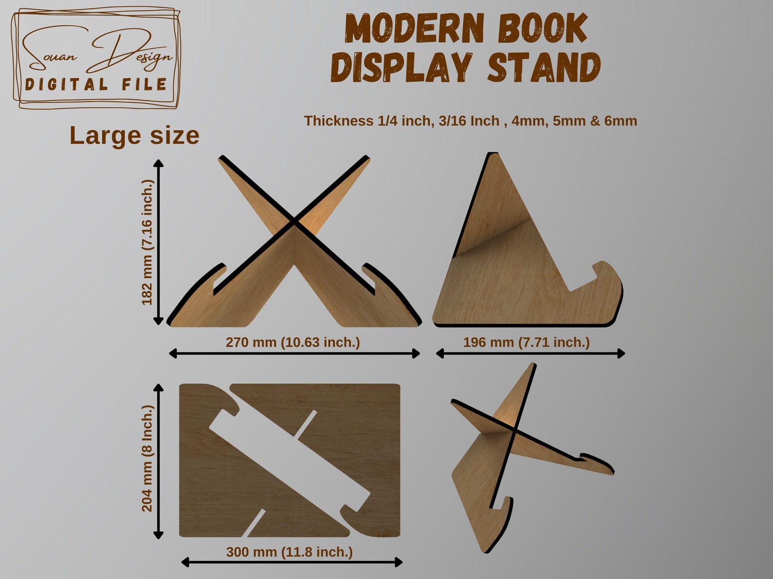 Wooden Book Stand SVG – Laser Cut File DXF– Cookbook Holder, Reading ...