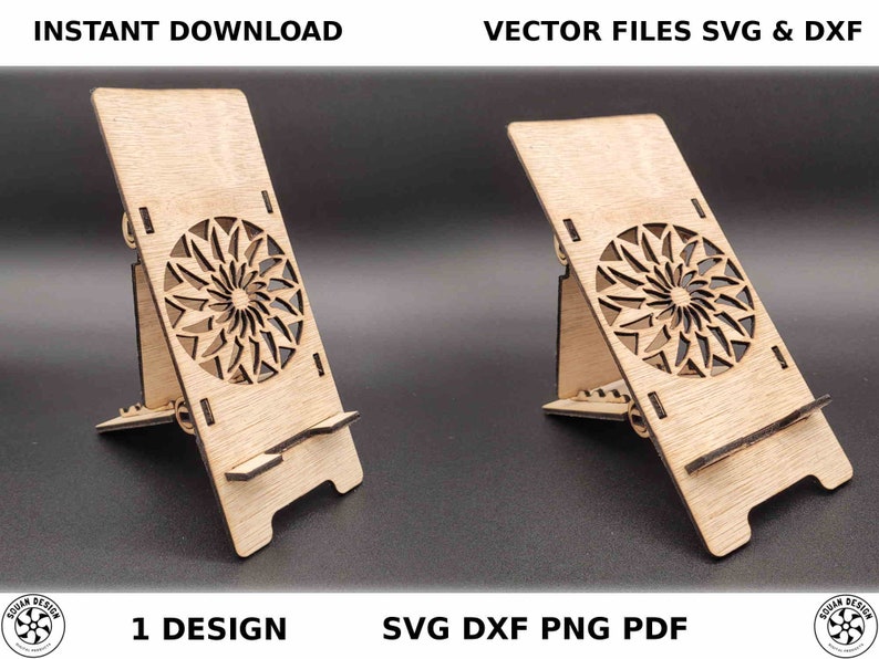 Phone Holder SVG With Sliding Mechanism for Laser Cutting and Engraving ...
