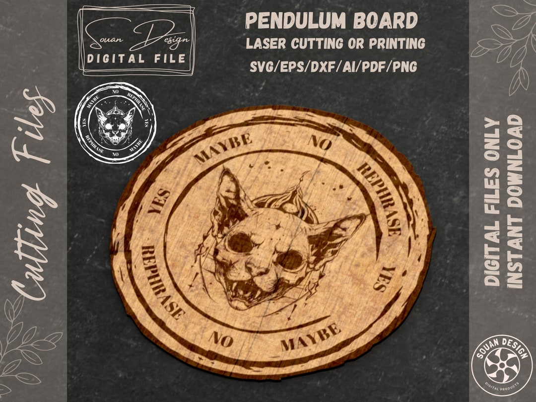 Pendulum Board Cat SVG, File for Laser Cutting or Printing, Silhouette ...