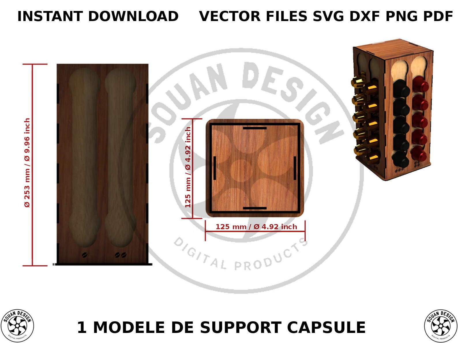 Rectangular Coffee Pod Holder Digital File for Laser Cutting - Etsy
