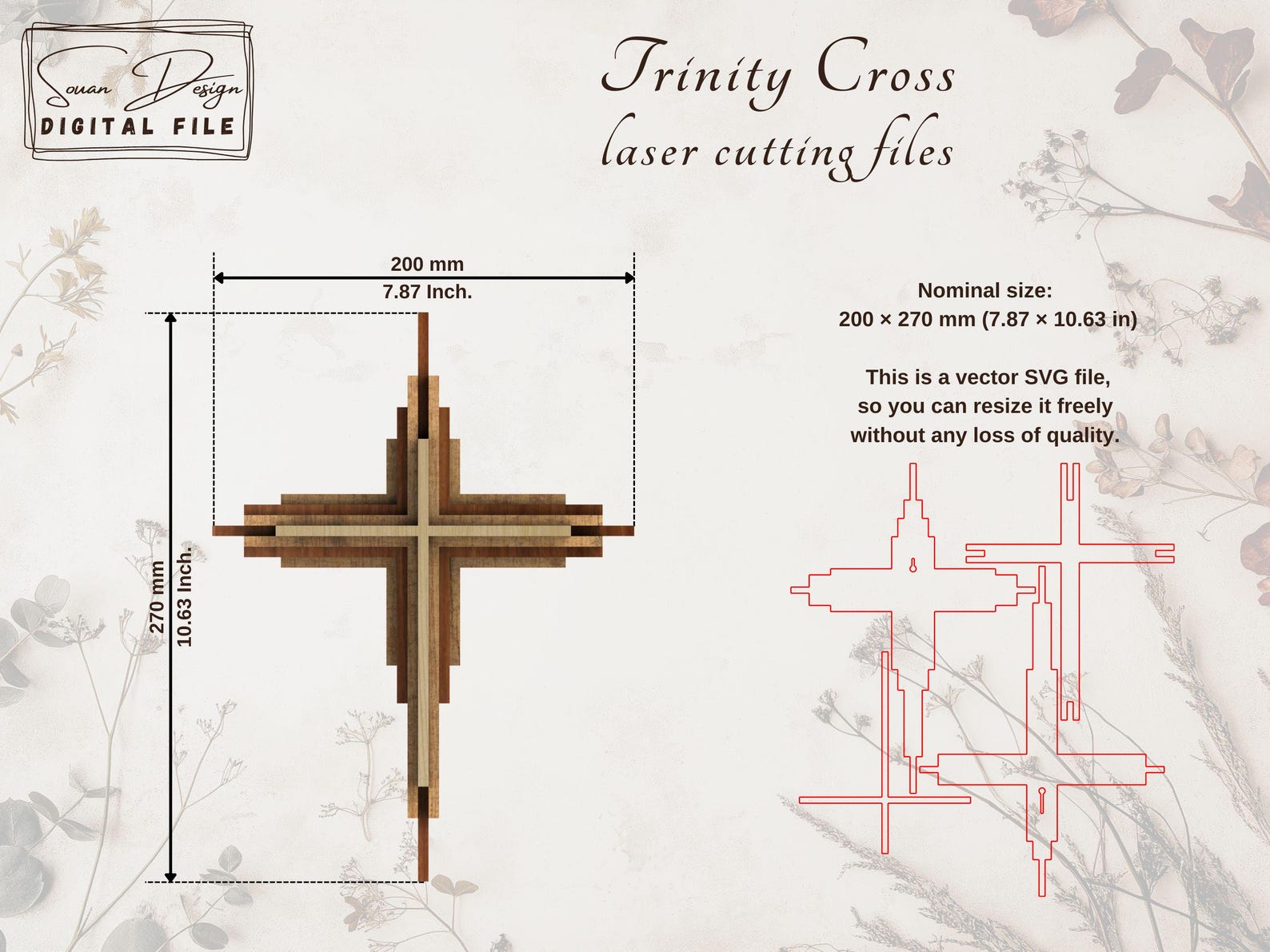 Multi-layer Cross SVG - Laser Cut Files - Layered Wood Design ...