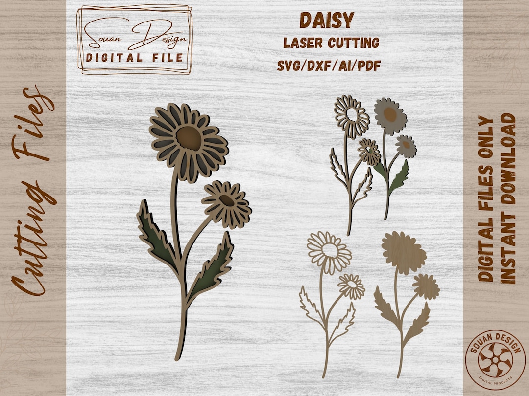 Wildflower SVG - Laser Cut File, Wooden Flowers, Plant SVG Vector ...