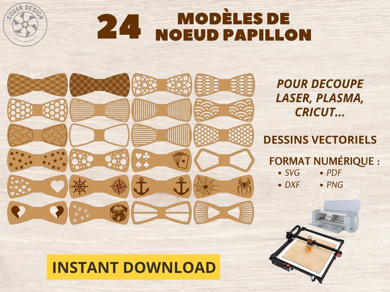 Bow Tie SVG for Laser Cutting, 24 Drawing Models - Laser Files - DXF ...