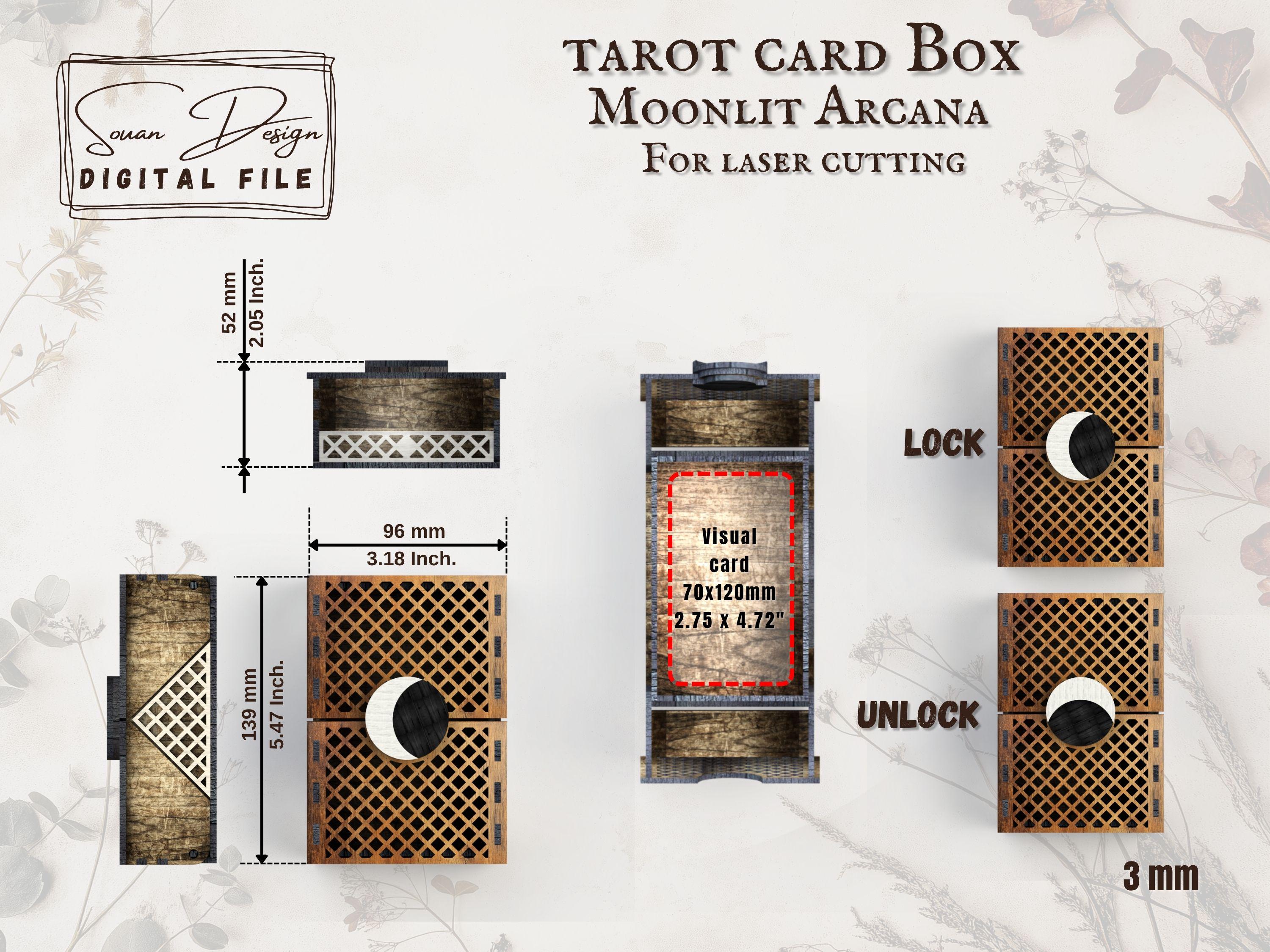 Tarot Box With Lock SVG - 3mm Laser Cut Files - Mystical Box With Moon ...