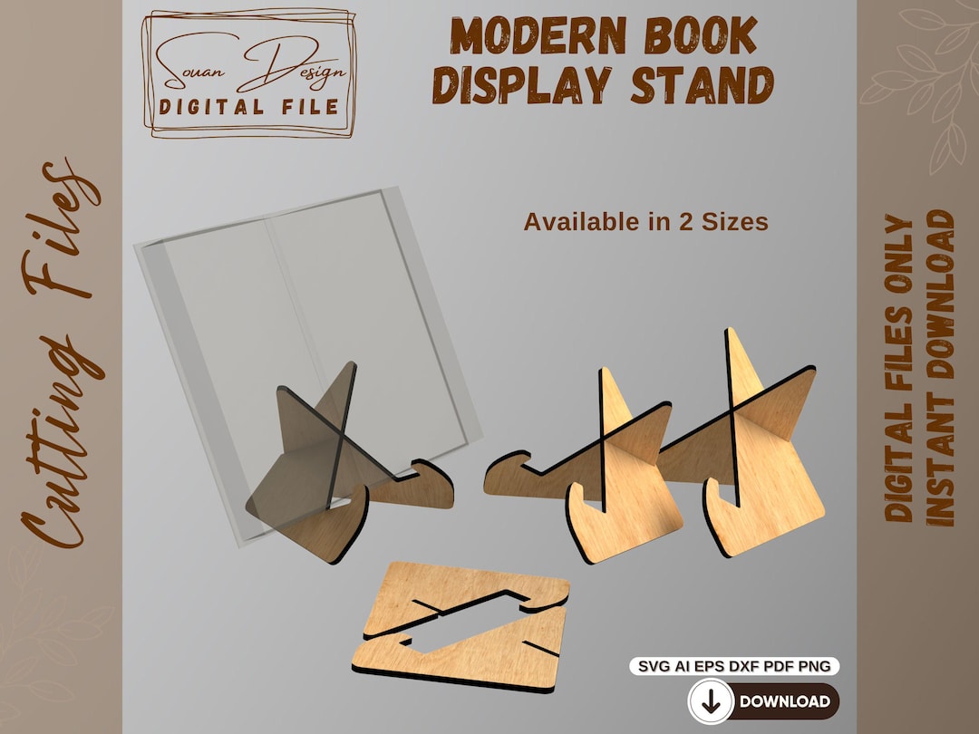 Wooden Book Stand SVG – Laser Cut File DXF– Cookbook Holder, Reading ...
