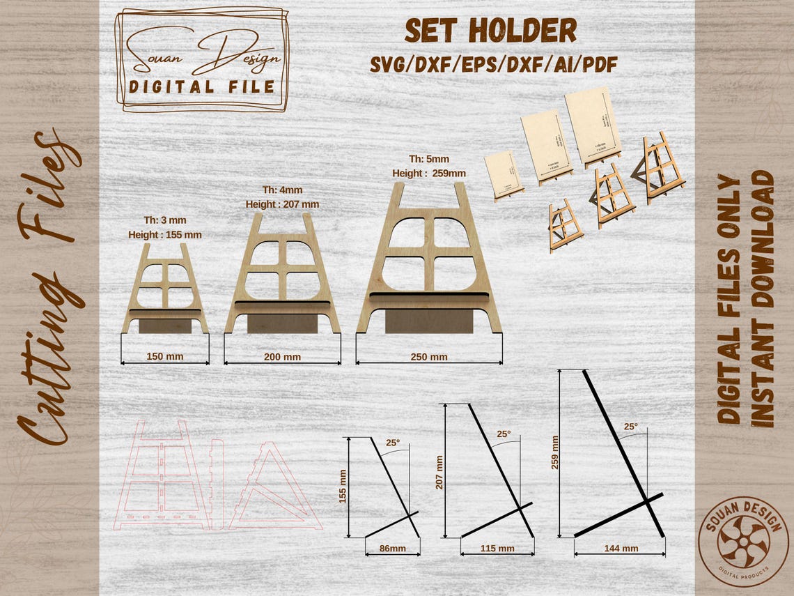 Easel Stand SVG Bundle – Laser Cut Book Photo Frame Holder, Wood ...