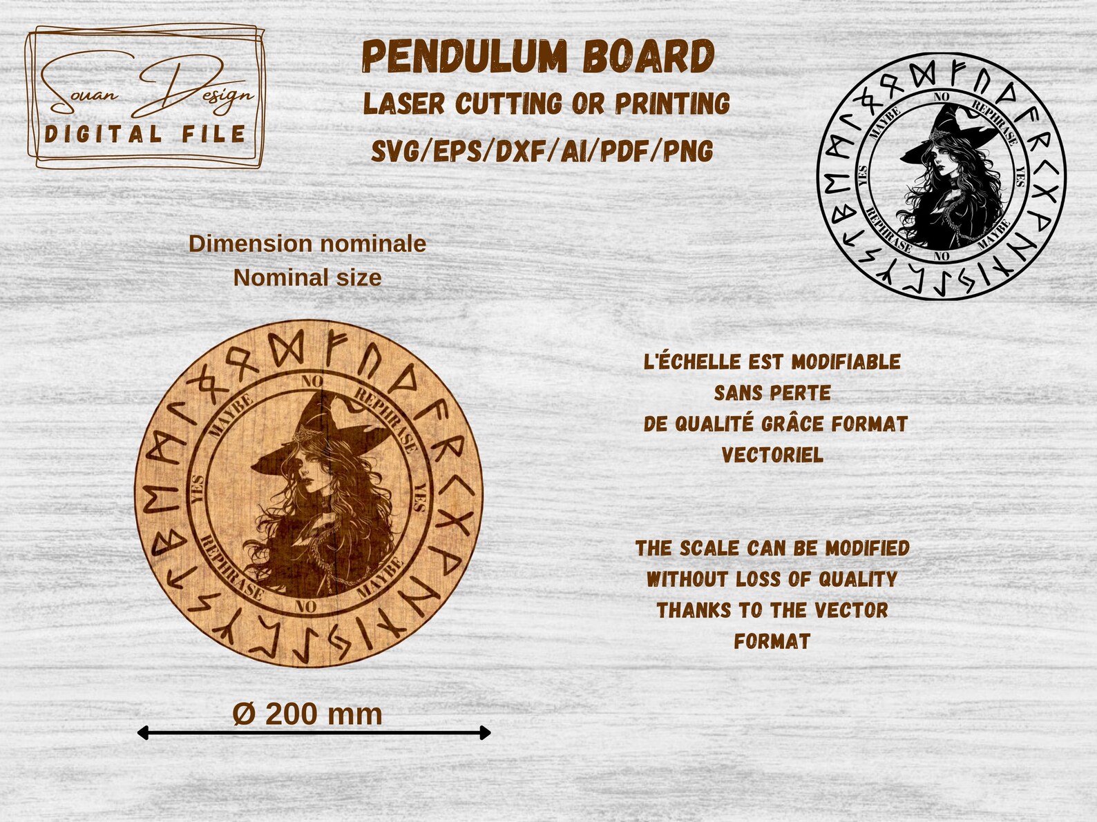 Witch Pendulum Board SVG – Dowsing Board Laser Cut File · Viking Runes ...