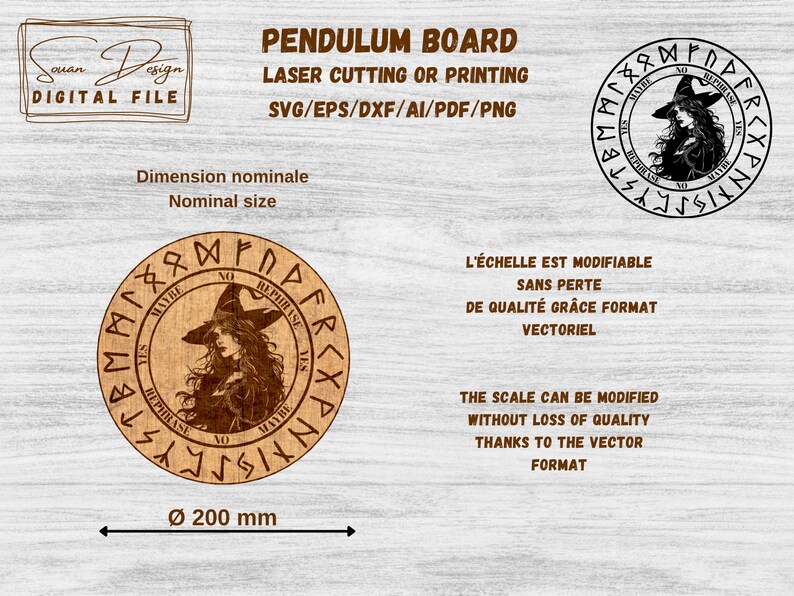 Witch Pendulum Board SVG – Dowsing Board Laser Cut File · Viking Runes ...