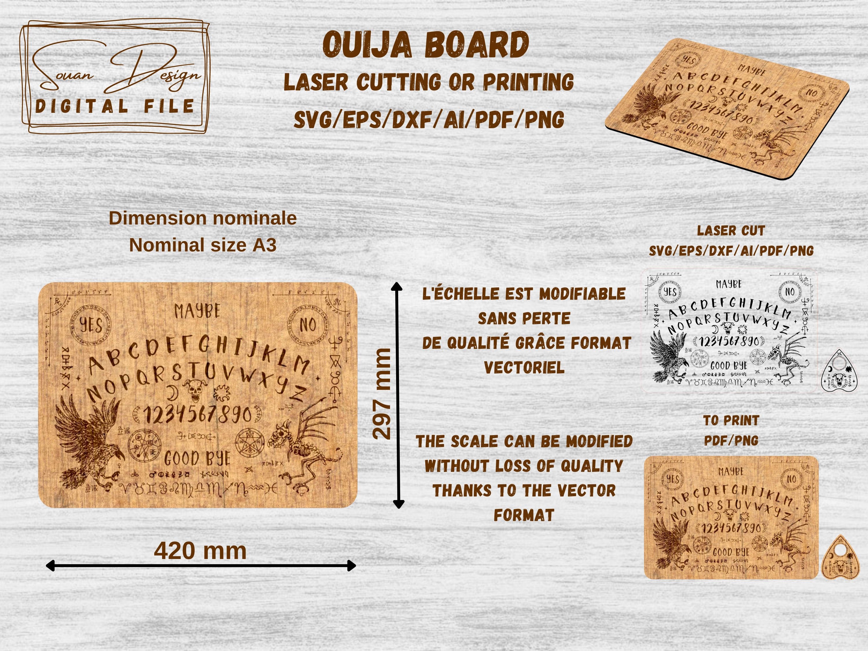 Ouija Board SVG and Planchette Ornament - Raven - File for Laser ...