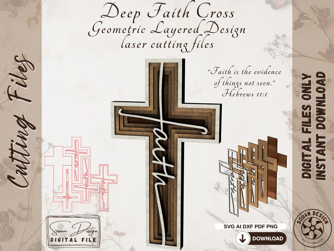 Multi-layer Cross SVG With "faith" Inscription - Laser Cut Files ...