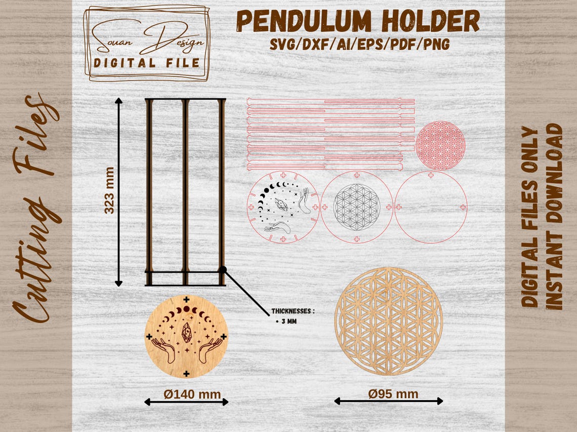 Pendulum Stand With Flower of Life, Pendulum Display SVG, Base File for ...