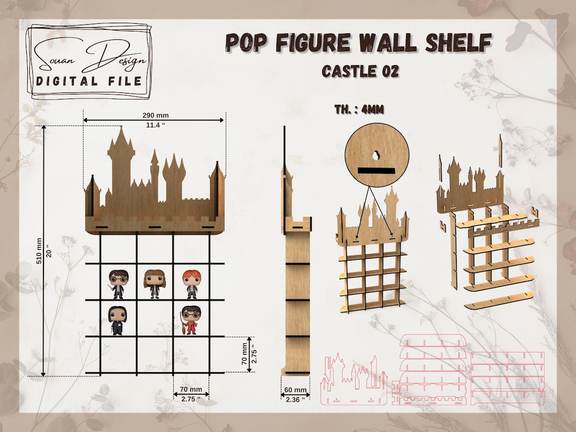 Funko Pop Shelf SVG - Wall Display Stand, Mini Funko Pop Holder, Laser ...