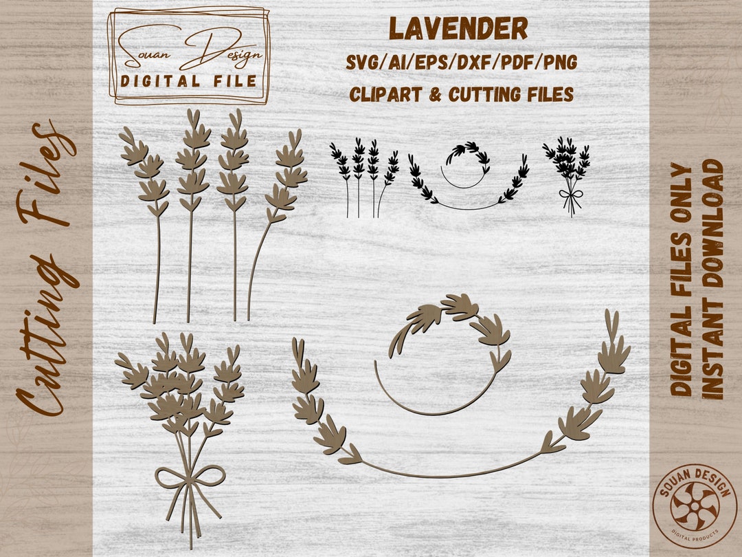 Lavender Sprigs SVG, Laser Cut File, Wooden Flowers, Plant SVG, Vector ...