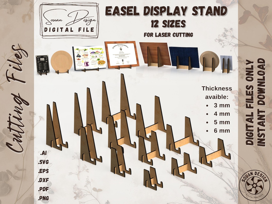 Easel Display Stand Laser Cut Files - Easel Cut File, Mini Easel SVG ...