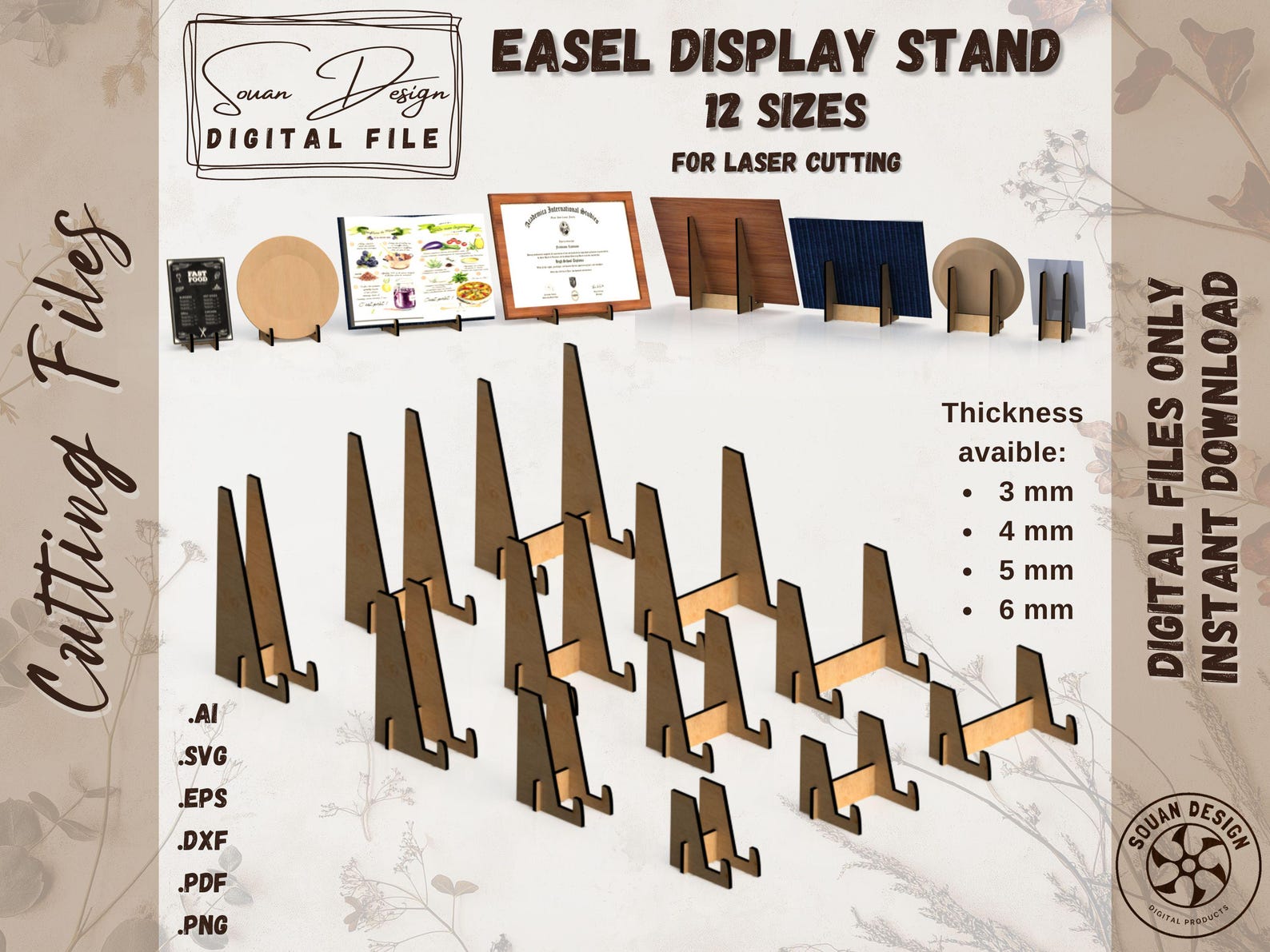 Easel Display Stand Laser Cut Files - Easel Cut File, Mini Easel SVG ...