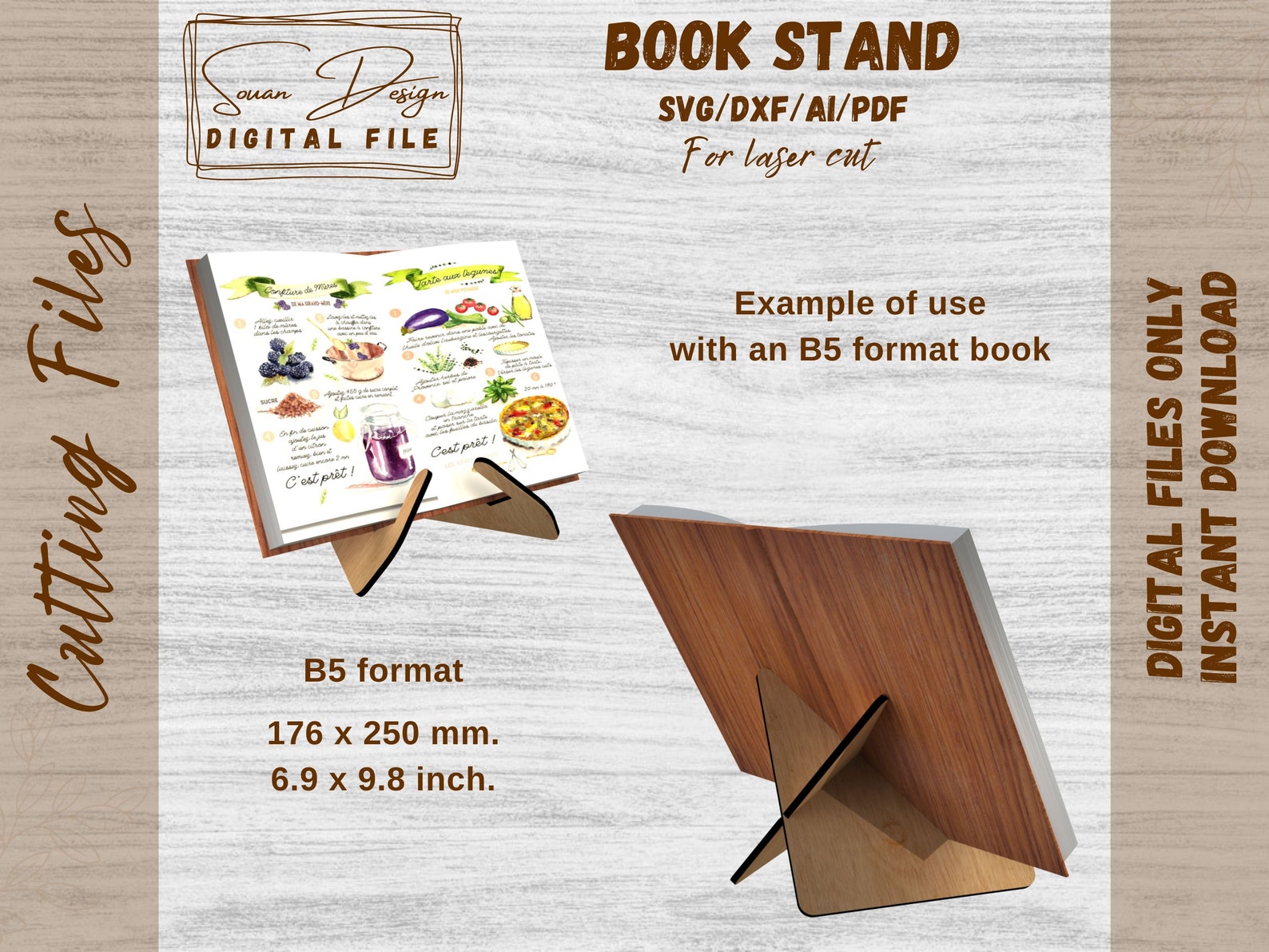 Recipe Book Holder SVG - Base File for Laser Cutting, Silhouette ...